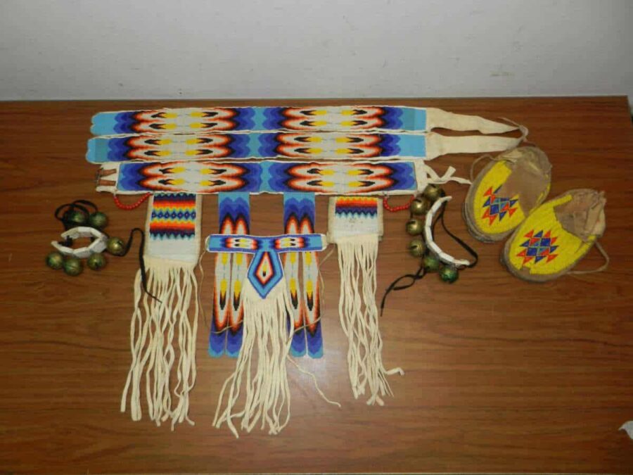 Vintage Indian POW WOW Beaded 4 Piece Set Belt Native American Regalia ...